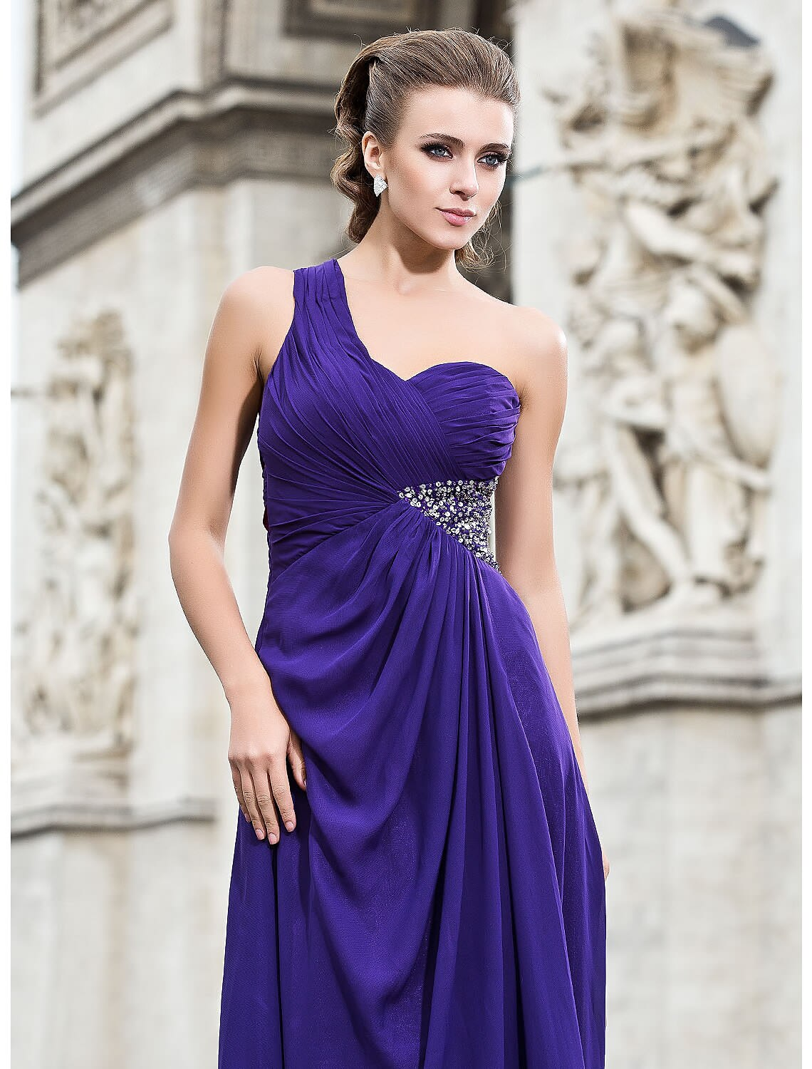 Classic Timeless Dress Formal Evening Floor Length Sleeveless One Shou ...
