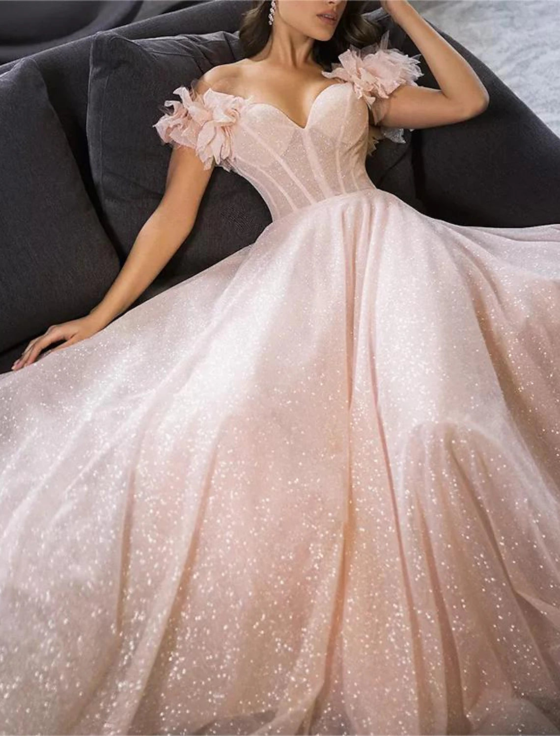 A-Line Prom Dresses Glittering Dress Prom Birthday Floor Length Sleeve ...