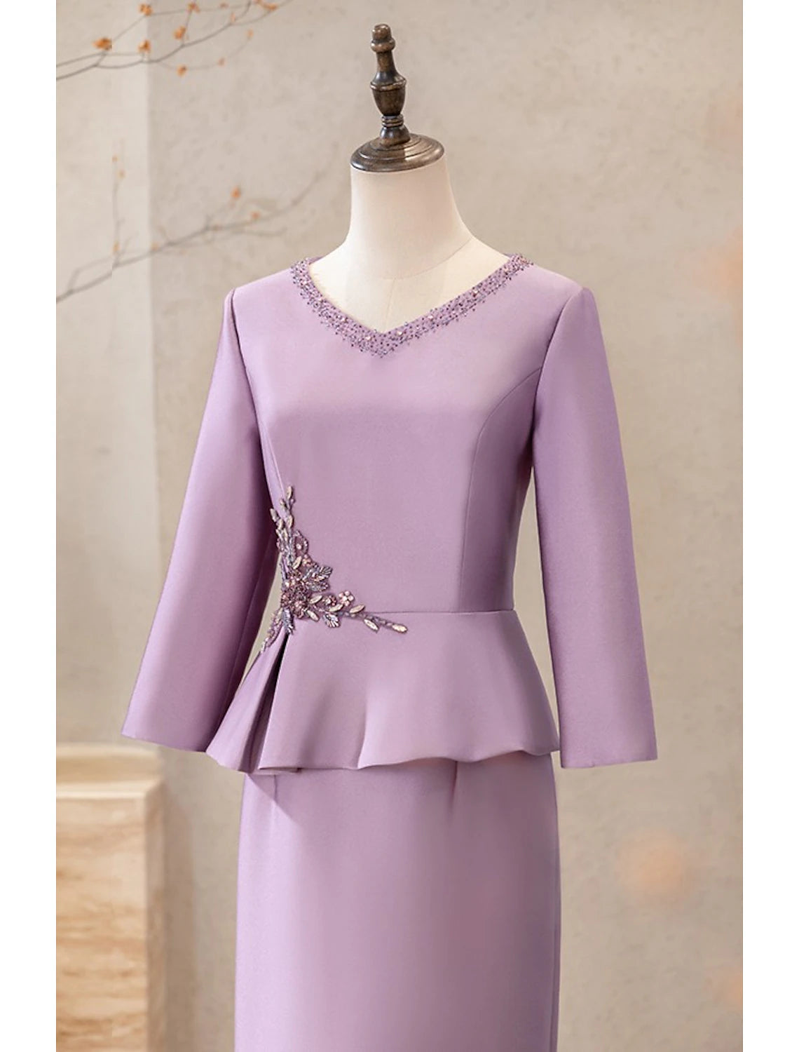 Two Piece Cocktail Dresses Elegant Dress Wedding Party Tea Length Long ...