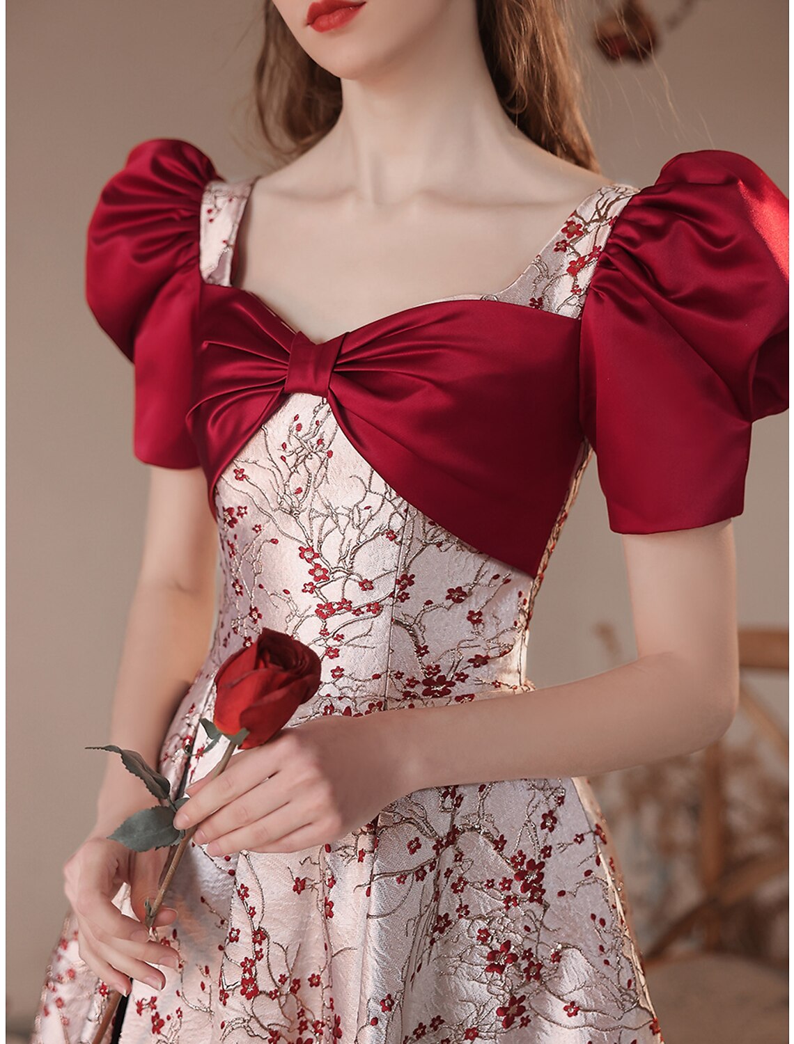 A-Line Party Dresses Floral Dress Masquerade Prom Floor Length Short S ...