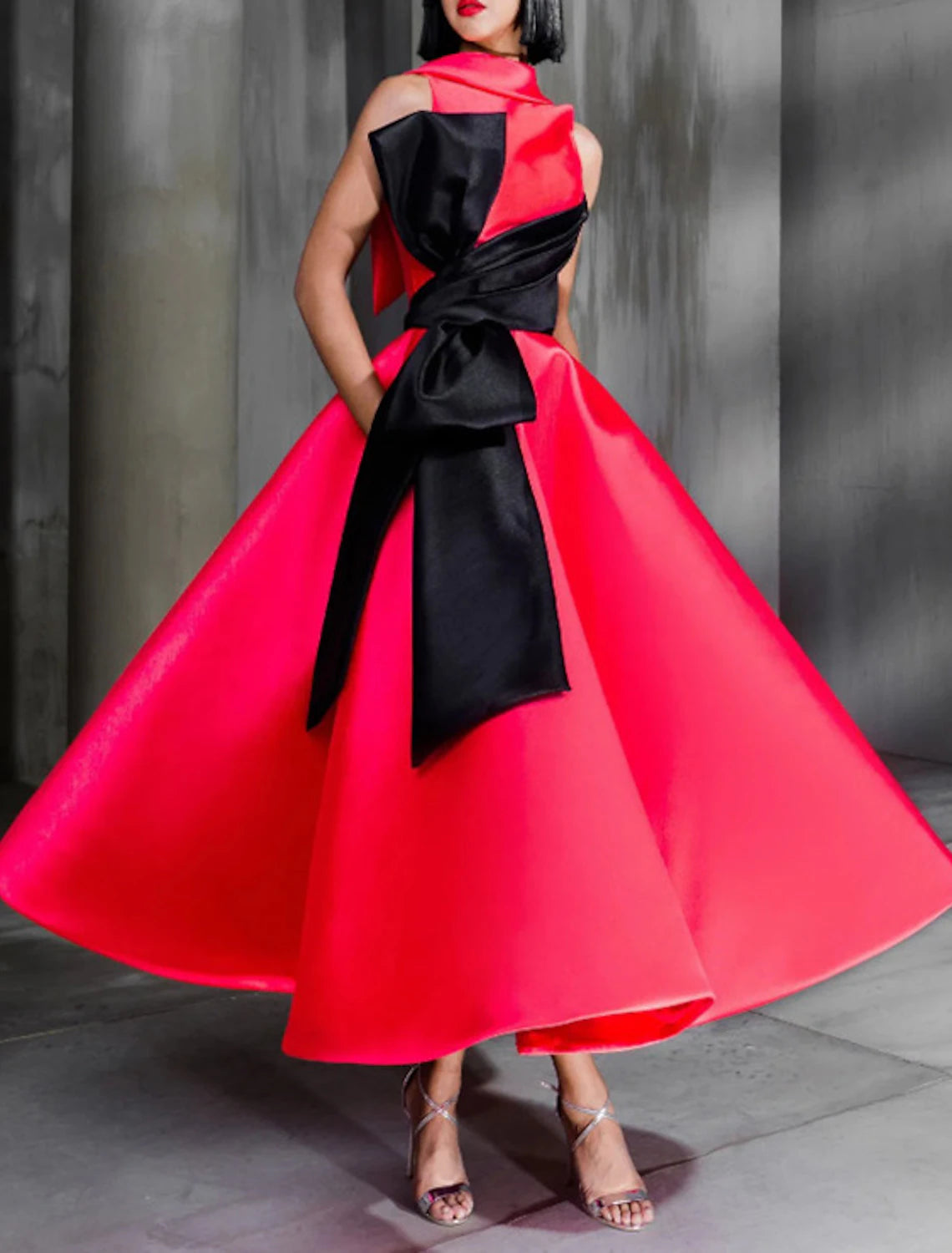 Ball Gown Color Block Celebrity Style Elegant Prom Formal Evening Birt ...
