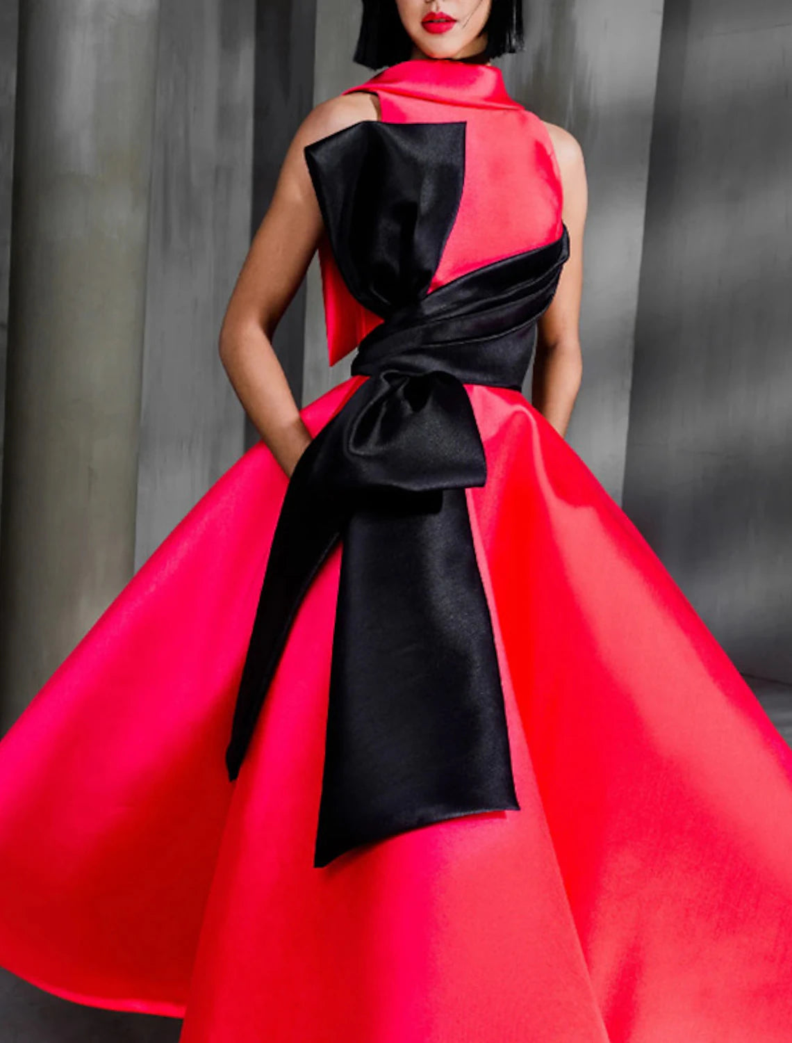 Ball Gown Color Block Celebrity Style Elegant Prom Formal Evening Birt ...