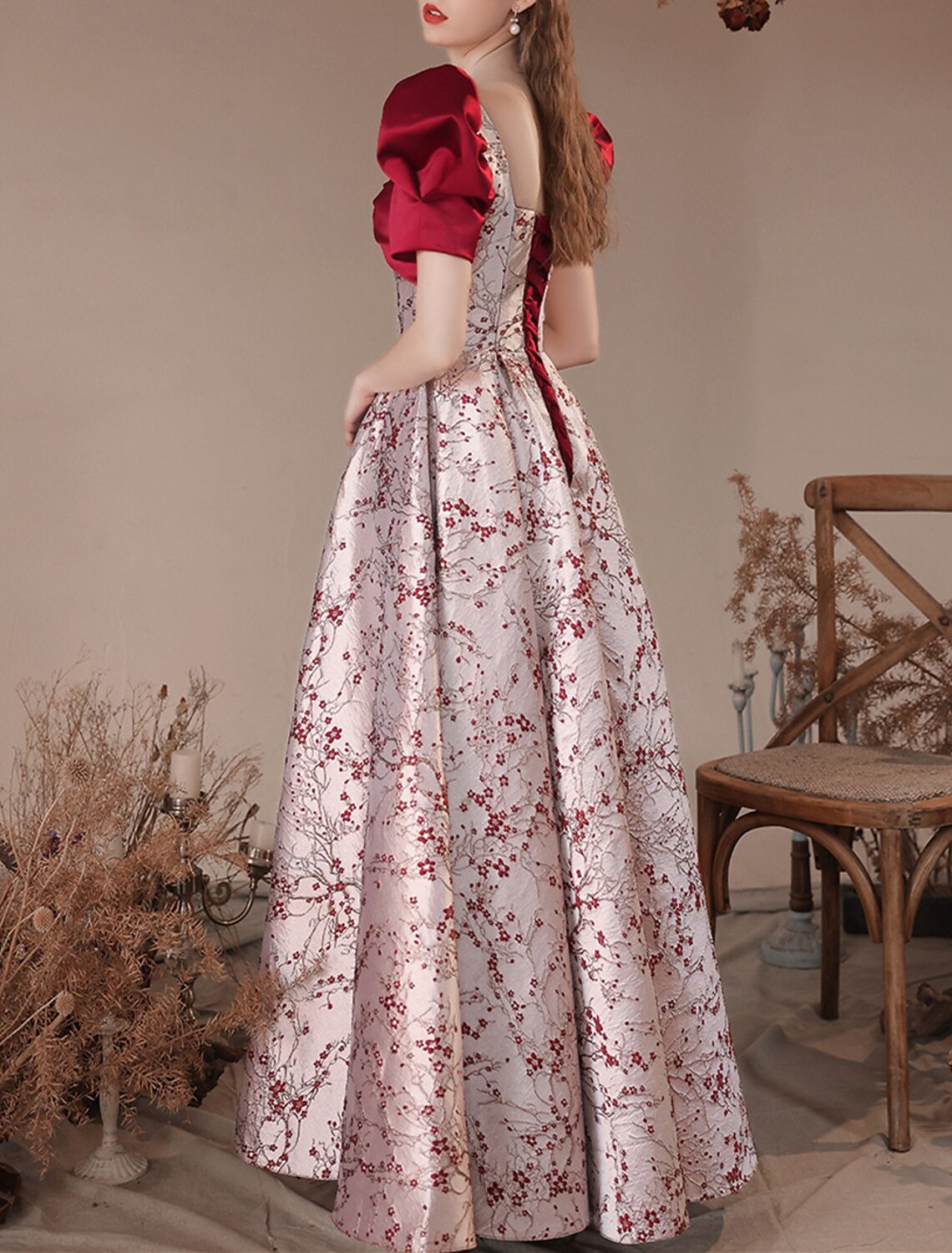 A-Line Party Dresses Floral Dress Masquerade Prom Floor Length Short S ...