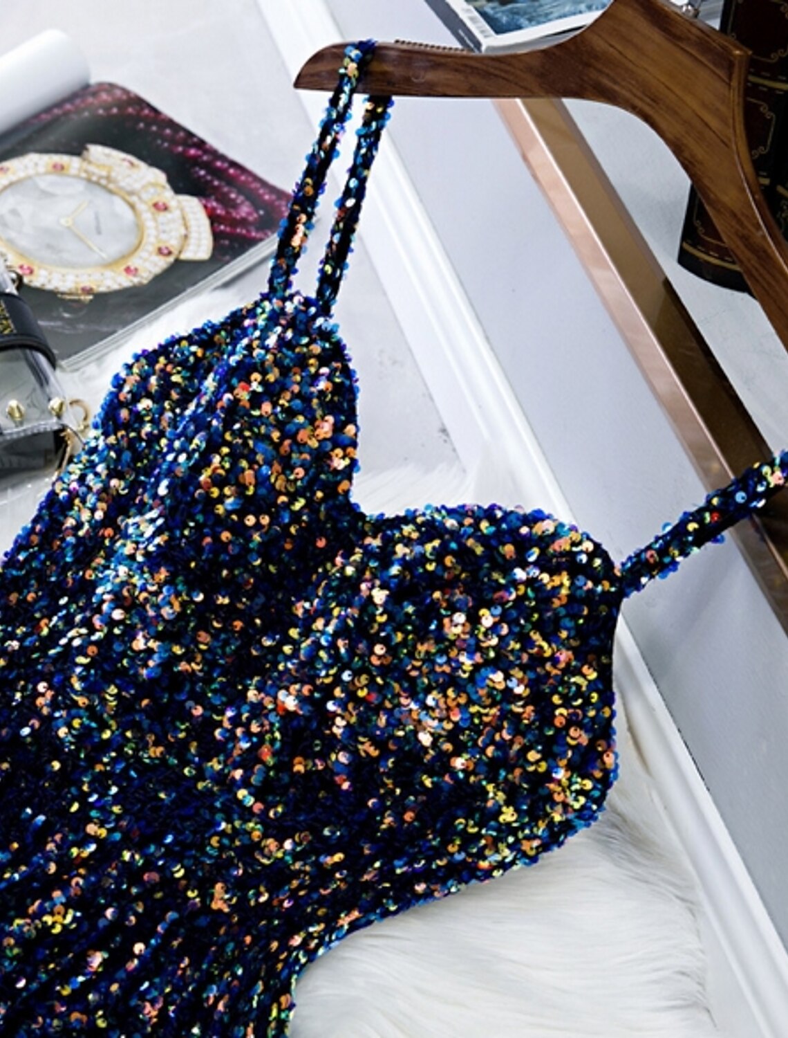 A-Line Sparkle & Shine Holiday Cocktail Party Dress Spaghetti Strap Sl ...