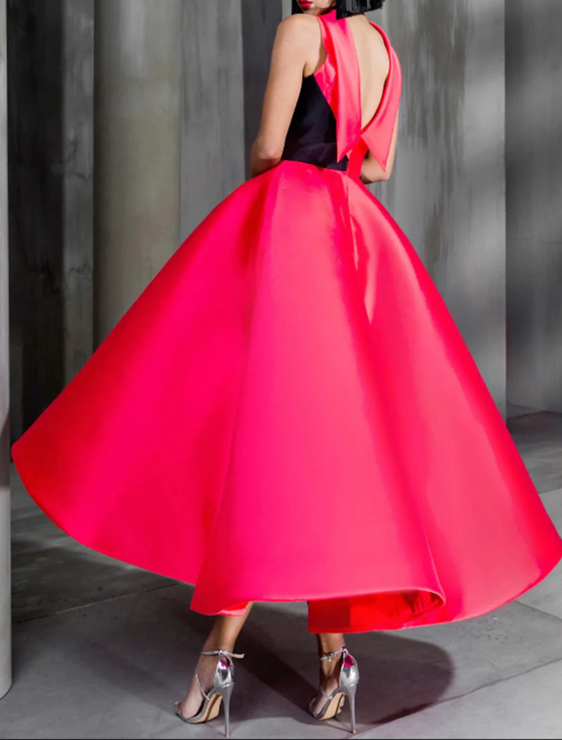 Ball Gown Color Block Celebrity Style Elegant Prom Formal Evening Birt ...