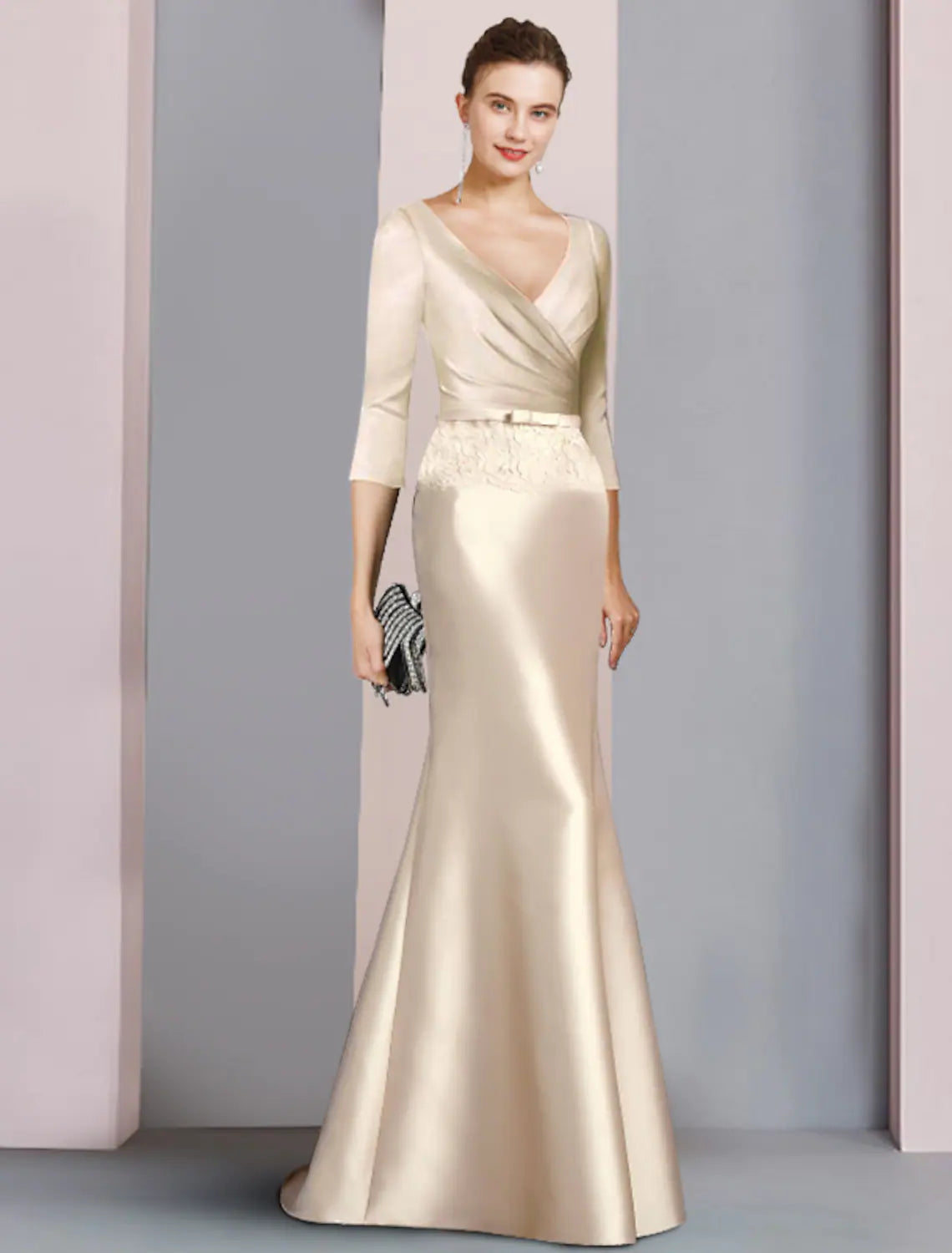 Mother of the Bride Dress Wedding Vintage Elegant V Neck Floor Length ...