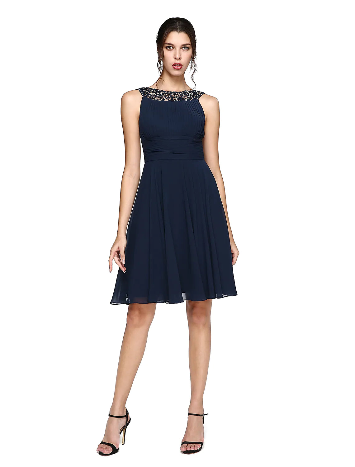 A-Line Cocktail Dresses Party Dress Wedding Knee Length Sleeveless Chi ...