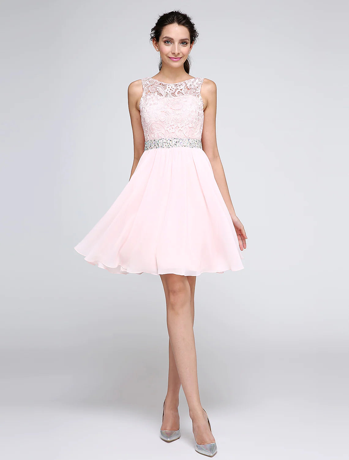 A-Line Dresses Party Dress Homecoming Short Mini Sleeveless Chiffon V ...